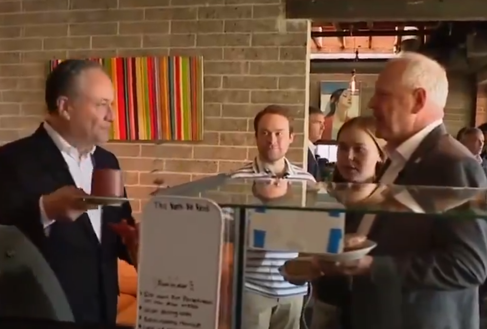 WATCH: Tim Walz And Doug Emhoff Order Coffee At Café, Appear To Walk ...