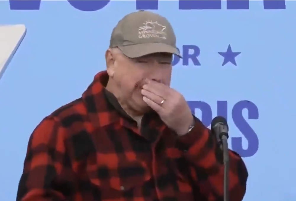 Tim Walz Labeled 'Slob' After Wiping Nose With His Hand Mid-Rally
