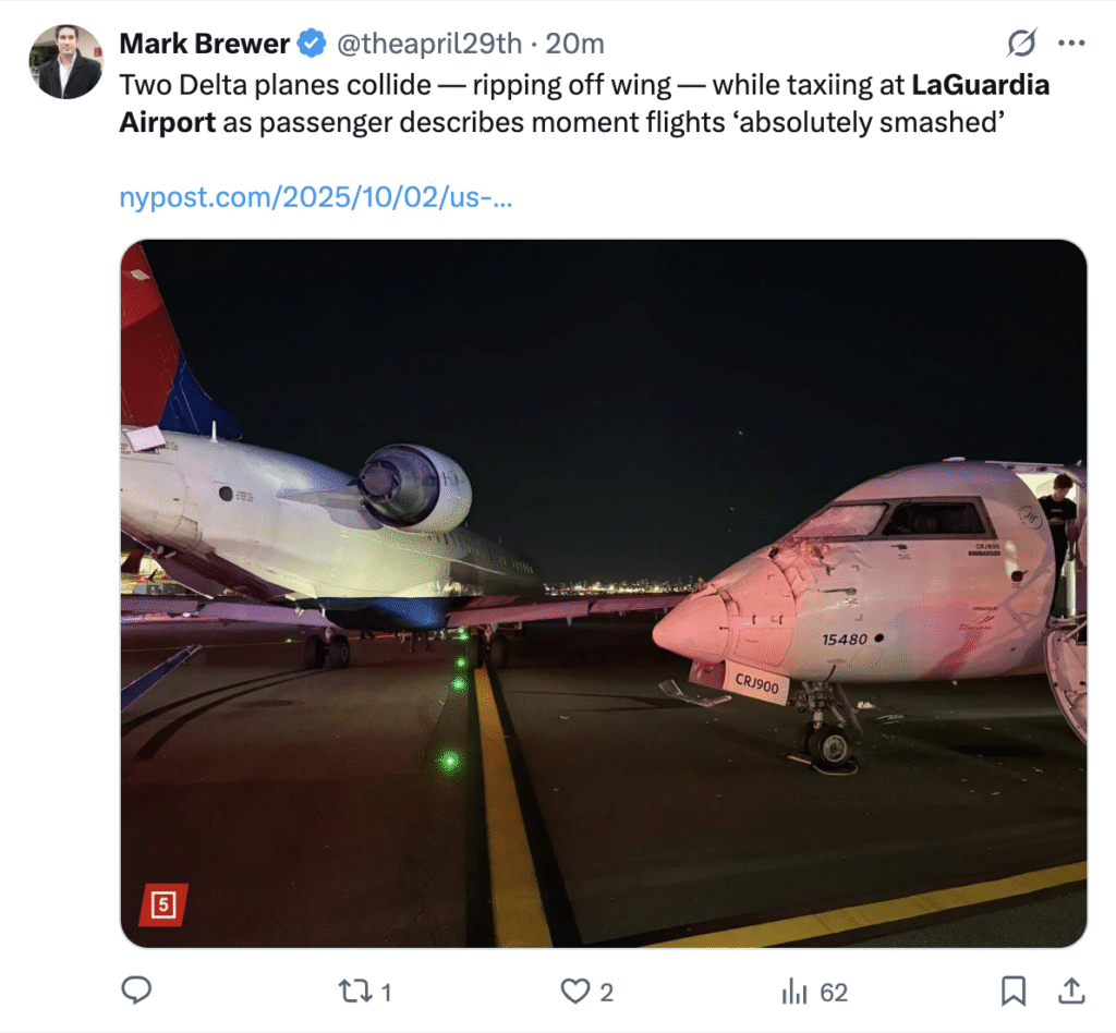 JUST IN: Two Delta Planes Collide In Harrowing Moment
